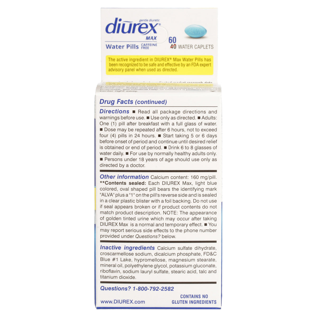 Diurex Max Water Pills - Maximum Strength Caffeine Free Diuretic ...