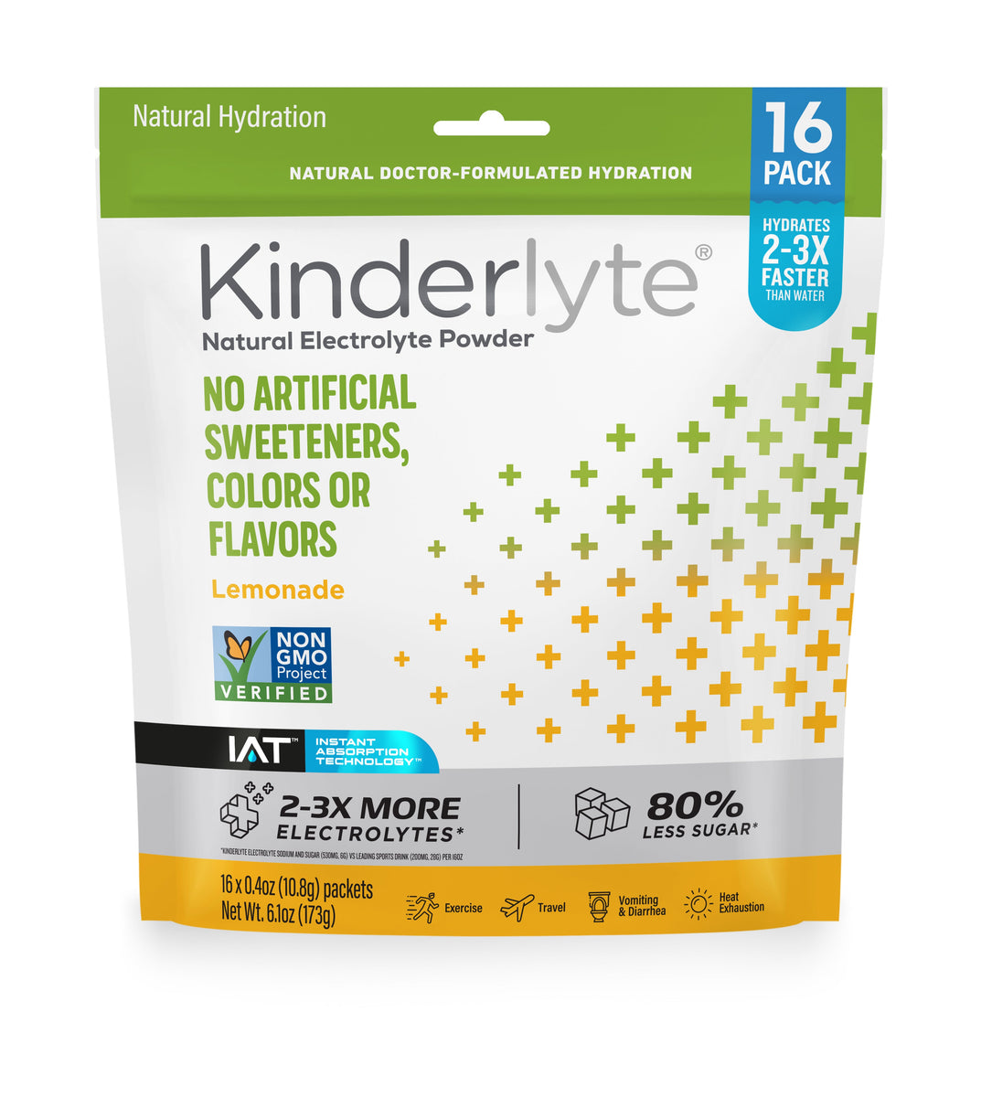 Kinderlyte Original Electrolyte Powder, 16 Pack, Lemonade | Buy Natural ...