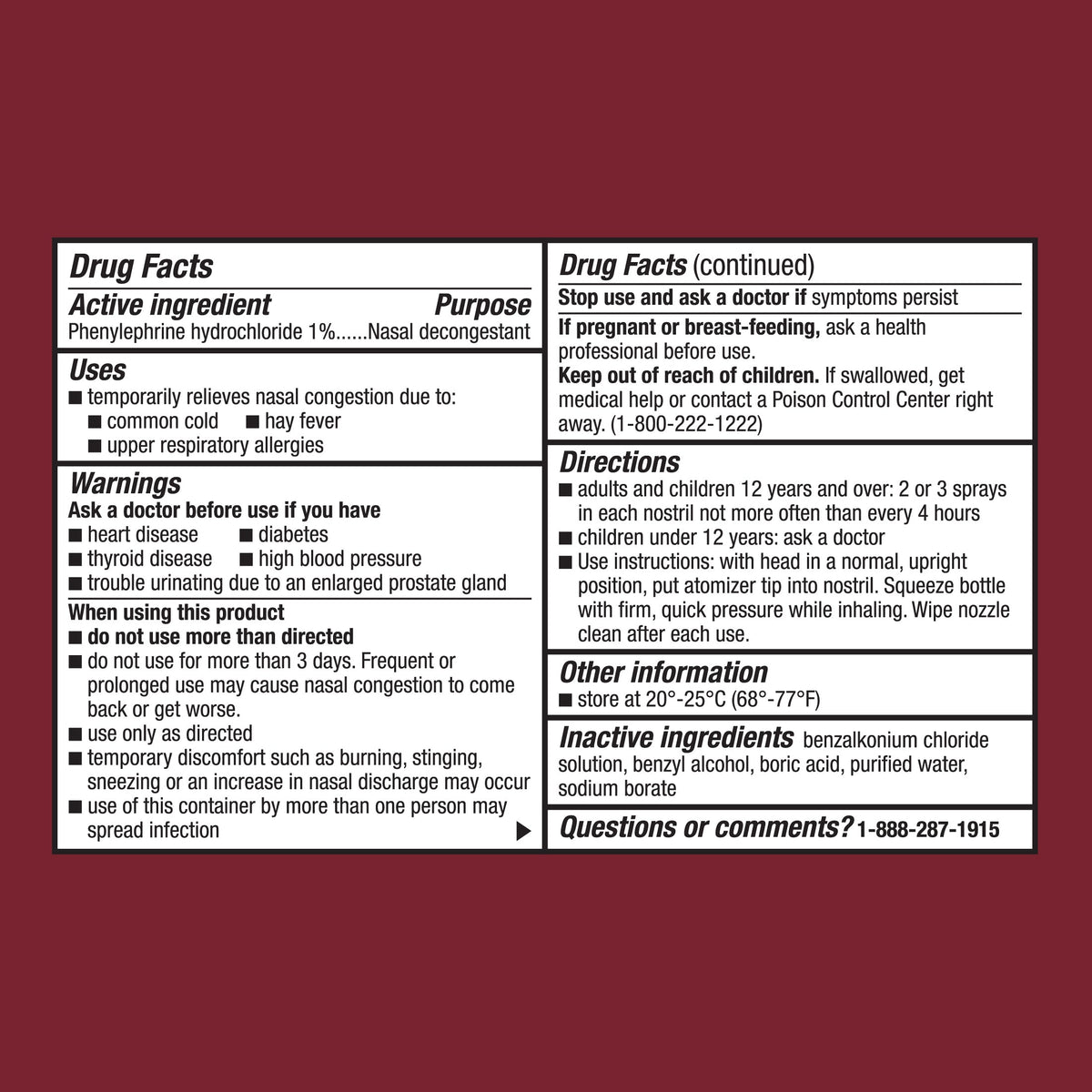 Equate Nasal Four Nasal Spray, Phenylephrine Hydrochloride 1%, 1 fl. Oz ...