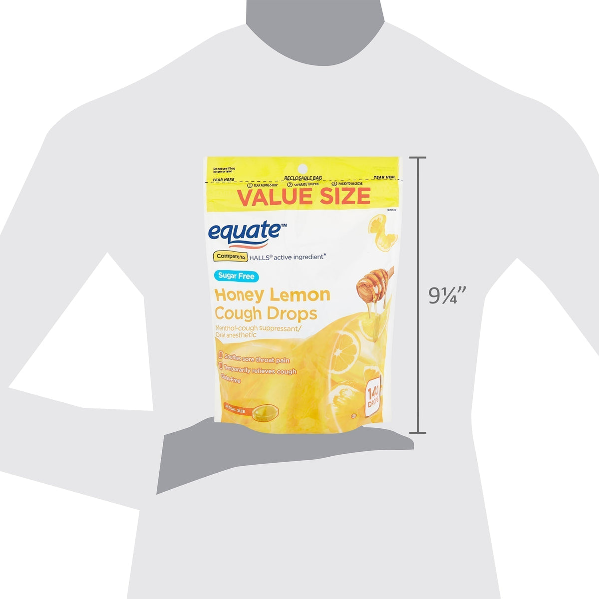 Equate Sugar Free Honey Lemon Cough Drops Value Size with Menthol, 140 ...